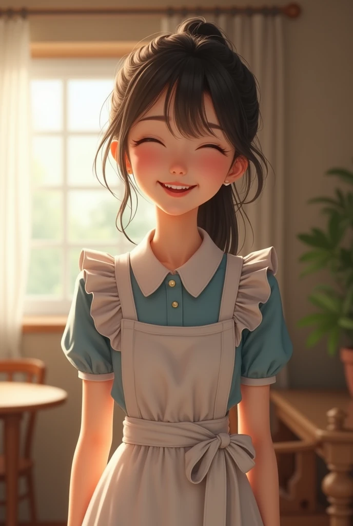 1、female、Asian、Realistic、Maid、I can see a little bit of my chest ...