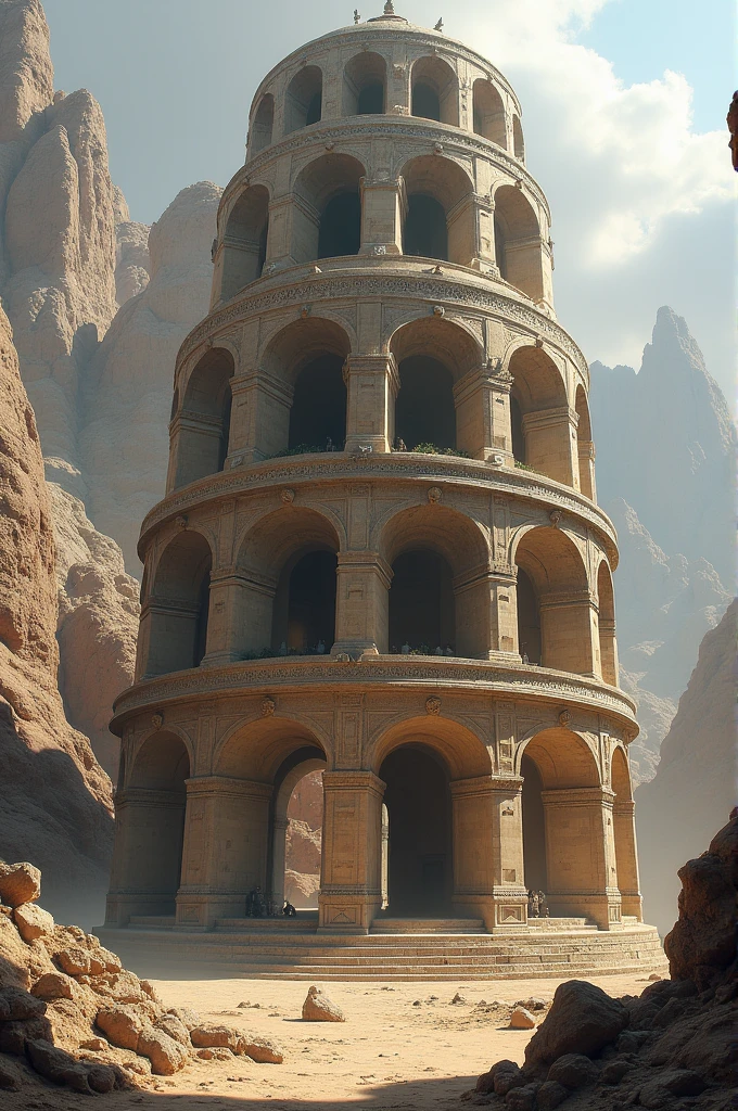 An ancient building made from cylinder - SeaArt AI