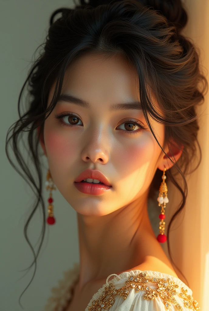 A hyper-realistic portrait of a stunning supermodel, featuring a ...