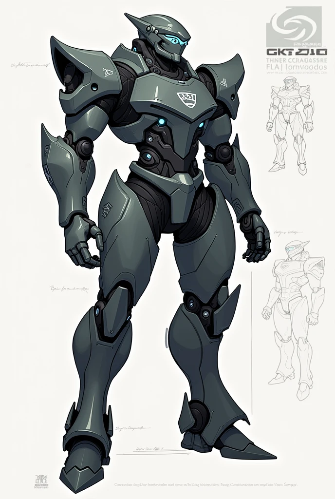 Sketch of a meka suit similar to Sam from Honkai Star Rail with the ...