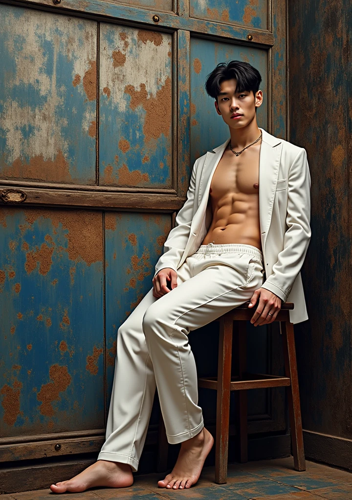 Tae with the body uncovered, only that he has pants, let it be white ...