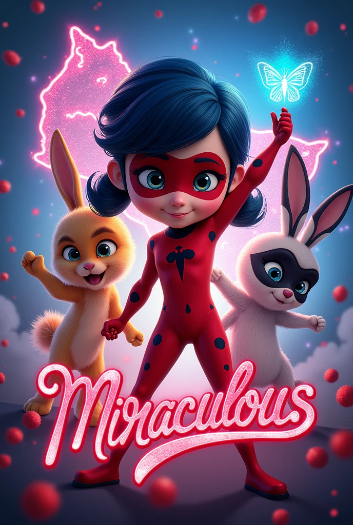 Create a Miraculous Ladybug image that says: Miraculous Word - SeaArt AI
