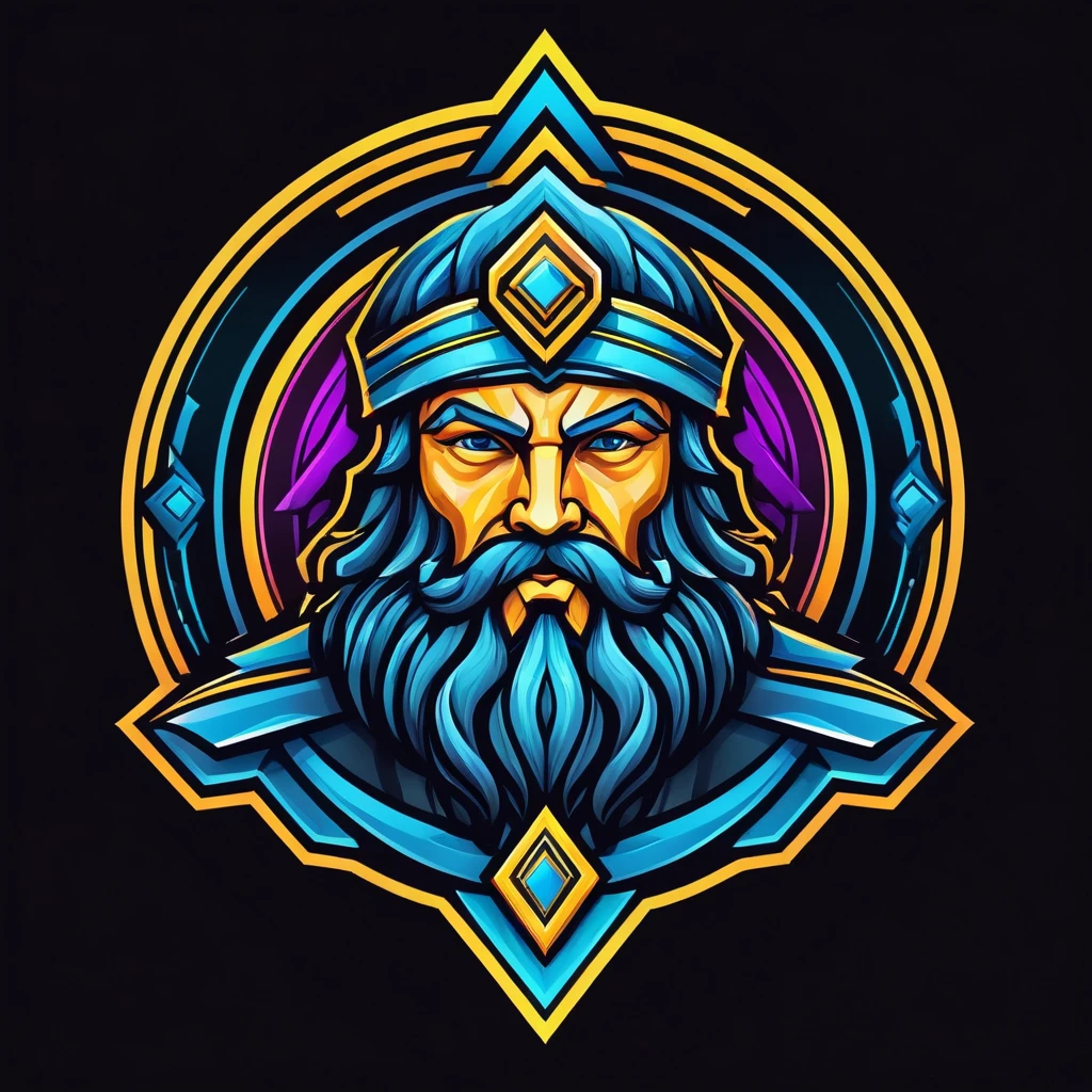 "e-sports logo featuring a powerful of Zeus God figure, symmetrical ...
