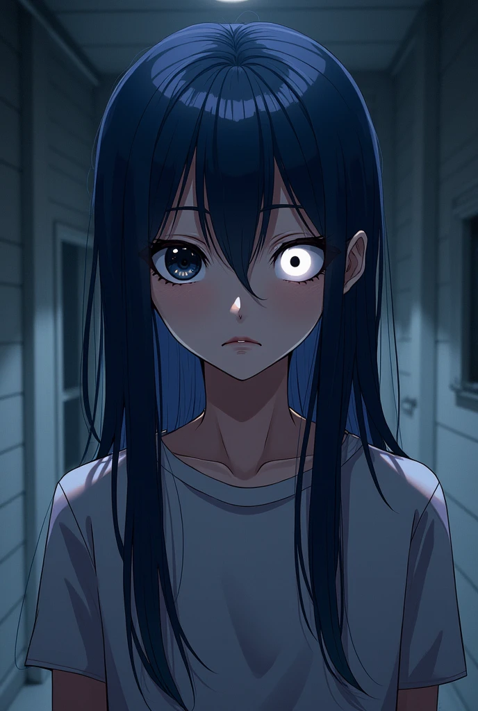 Fair-skinned boy, one white eye with a black pupil/iris, and another ...