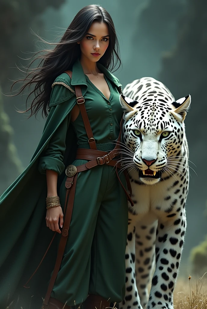 Create an illustration of Lysandra, a young and beautiful woman with ...