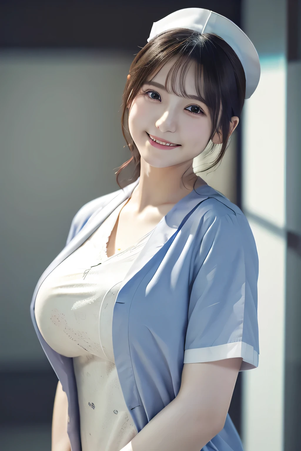 A close up of a woman in a nurse uniform posing for a picture - SeaArt AI