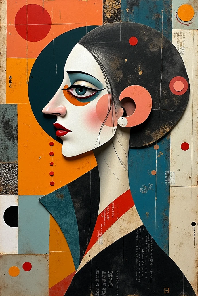 Create a self-portrait in collage form, using a style that reflects the ...