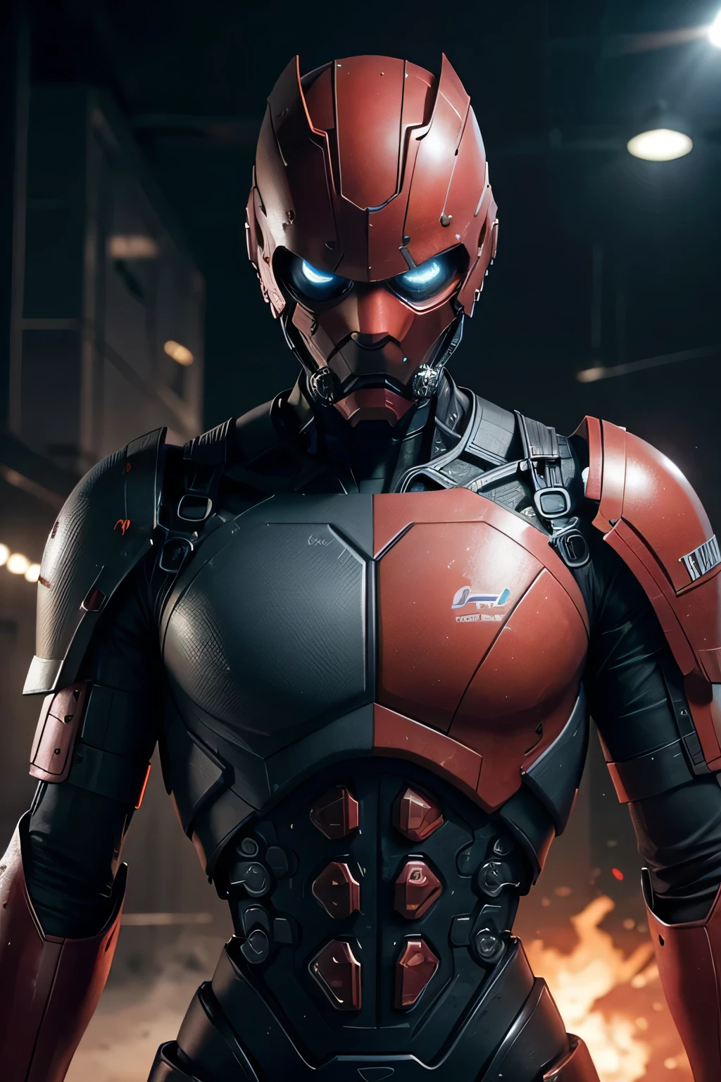 A close up of a person in a suit with a fire in the background - SeaArt AI