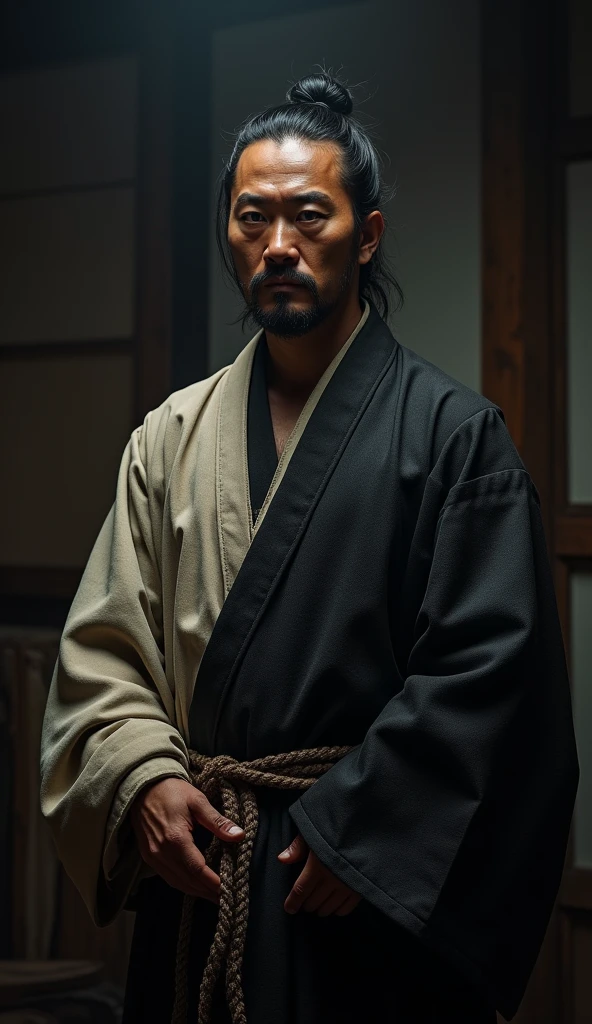 "Ōishi Kuranosuke, dressed in plain clothing and hiding his samurai ...