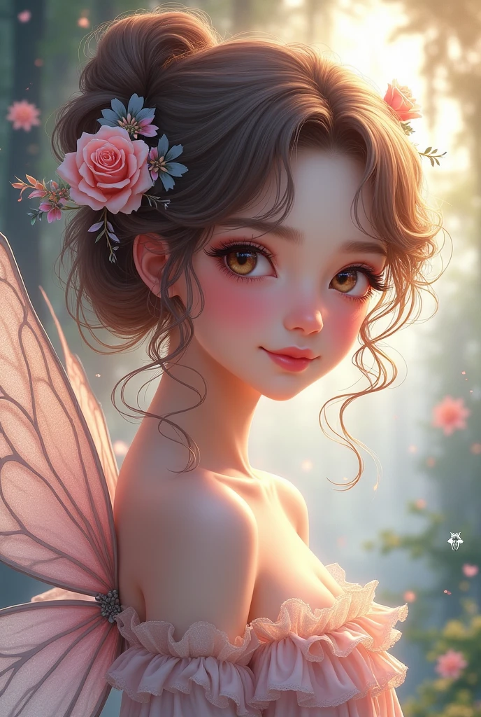 Fairy girl, anime art, curly hair, extremely beautiful, fairy wings ...