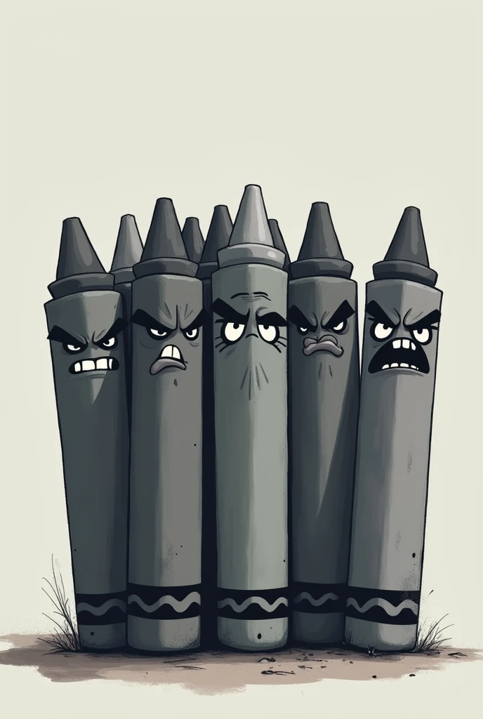 Angry grey crayons - SeaArt AI