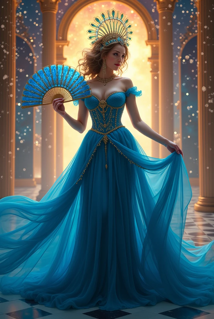 Super realistic a most beautiful and charming queen in a thin blue ...
