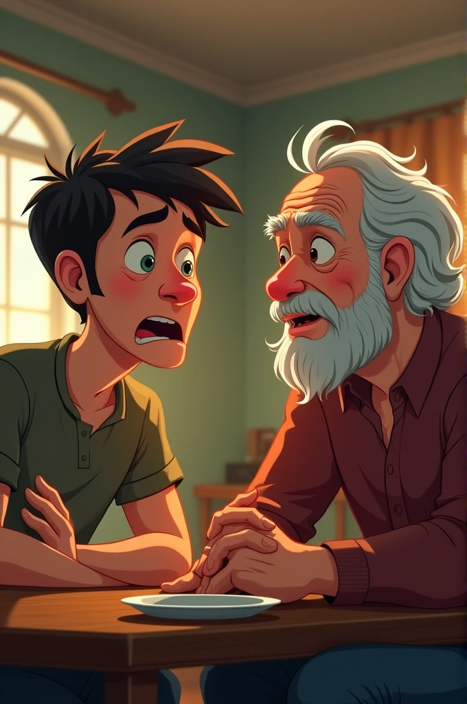 The young man starts complaining about the difficulties in his life ...