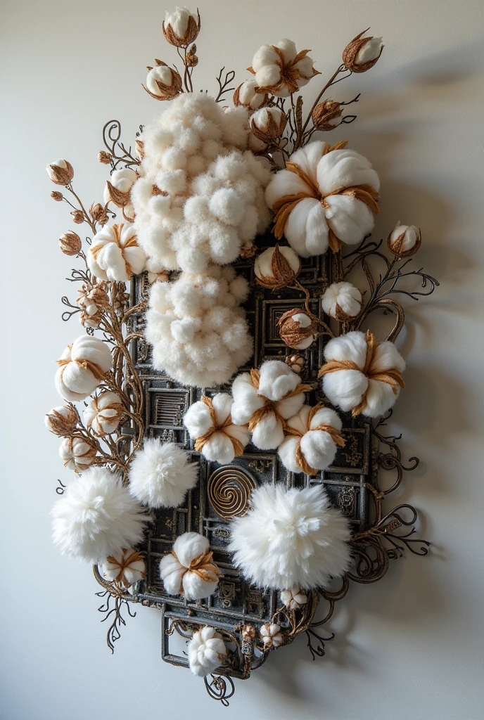 Generates an image of a semi-relief installation made using the cotton ...