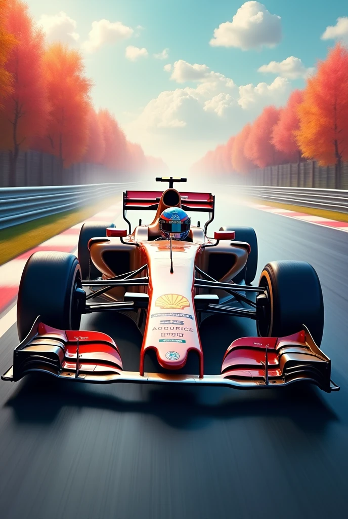 F-1 racer, racing on the circuit, racer wearing a full-face helmet ...