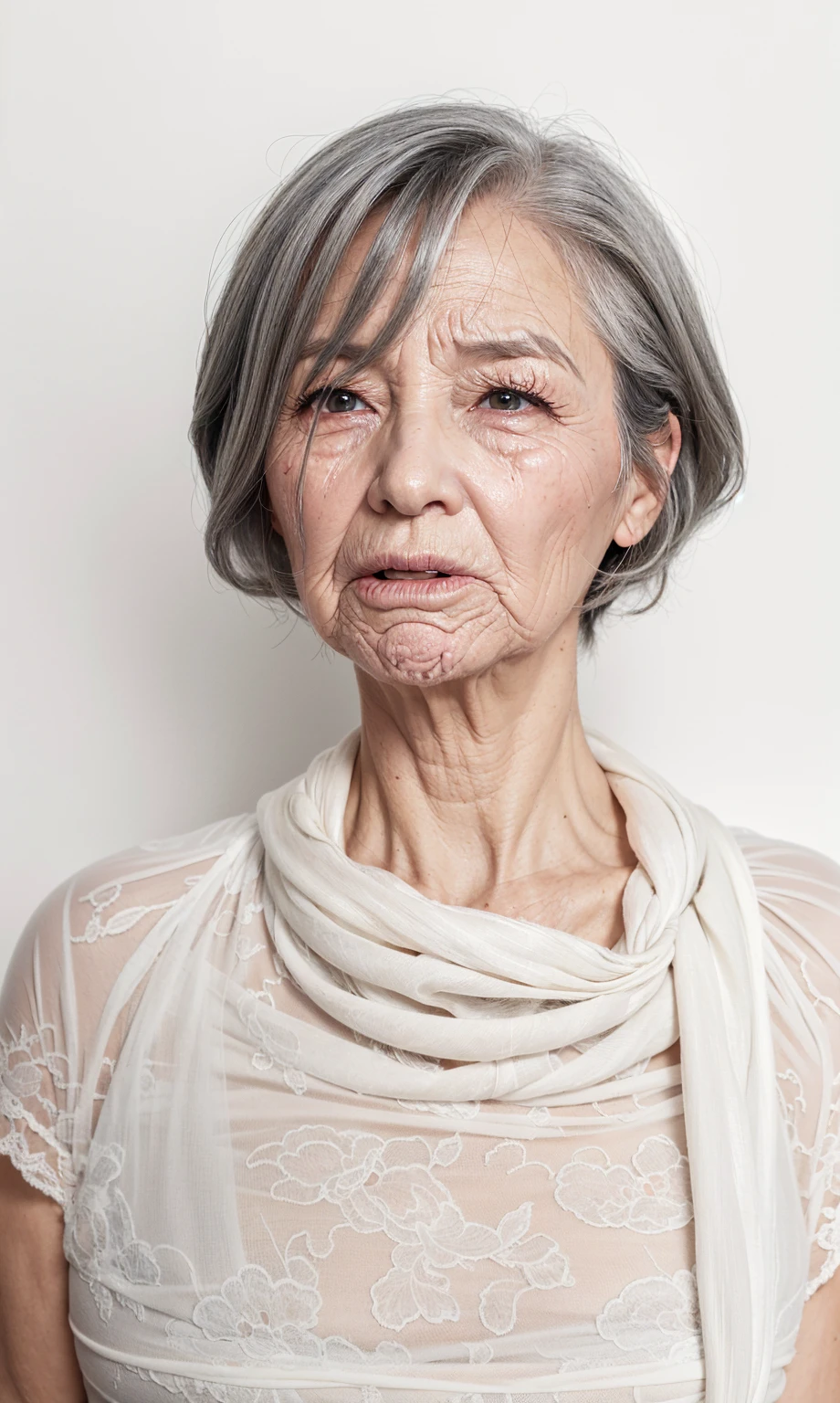 A very old woman with an extremely wrinkly face, very dry skin - SeaArt AI