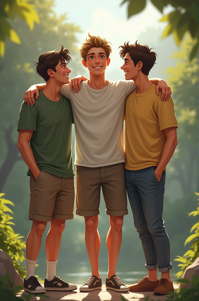 Three boy Friend Standing - SeaArt AI