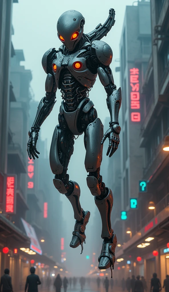 A detailed cyberpunk cyborg alien, intricate gears and mechanical parts ...