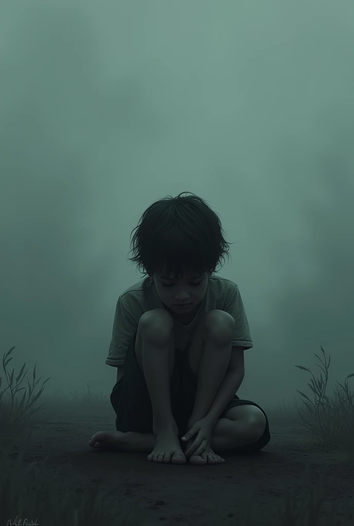 Melancholy boy，Depressing atmosphere。Horizontal screen，asphyxia - SeaArt AI