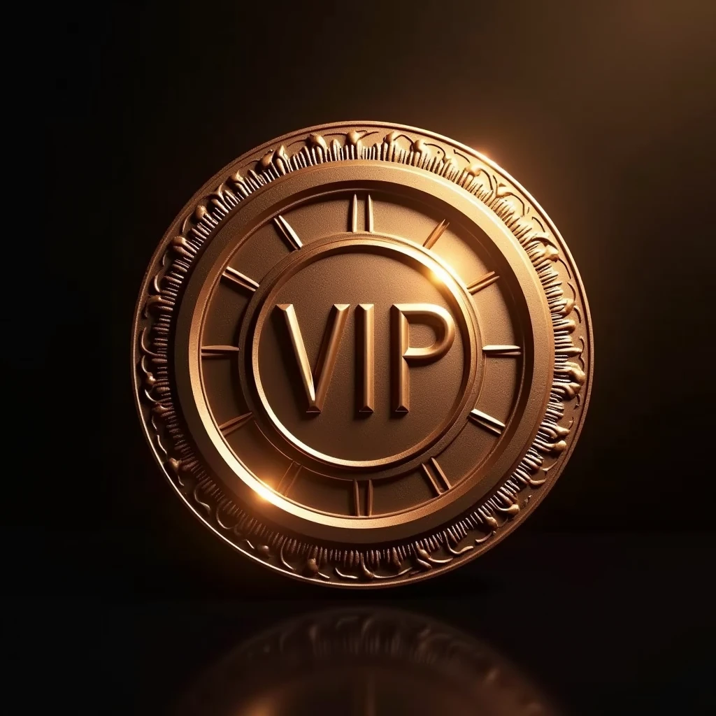 A VIP medal. A circular bronze medal with a polished surface - SeaArt AI