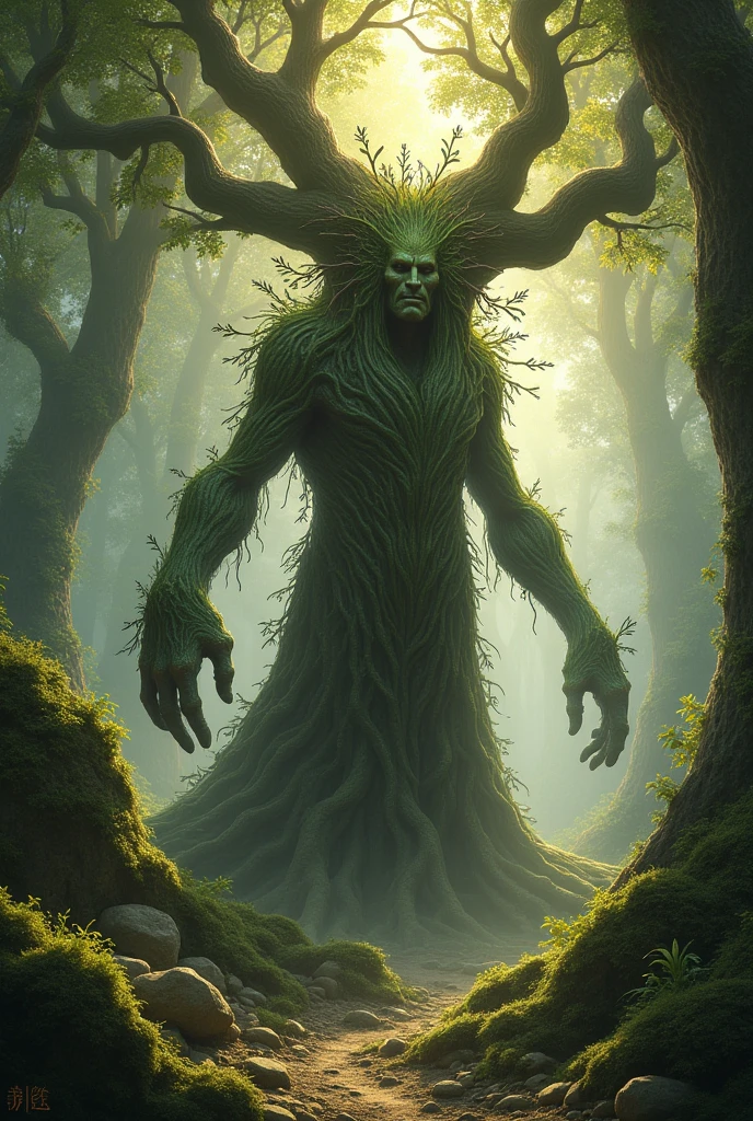 A close up of a monster with its mouth open in a forest - SeaArt AI