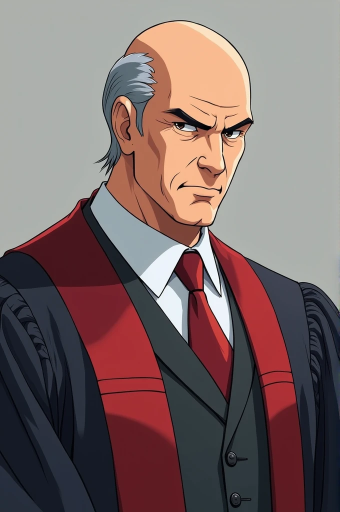 Generate anime male slightly bald brown hair black with few gray ...