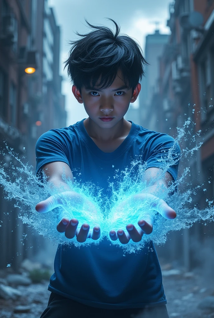 Make an image of a filipino man in his teens with icy power with f rank skill - SeaArt AI