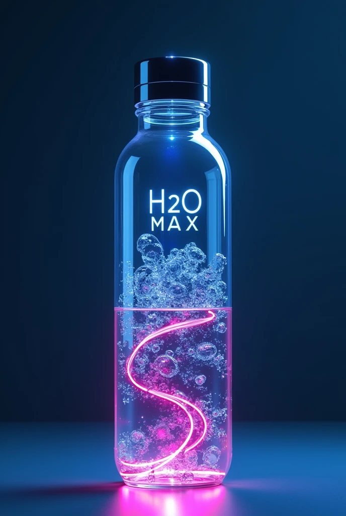 Create a clear smart water bottle with neon lights, that it is ...