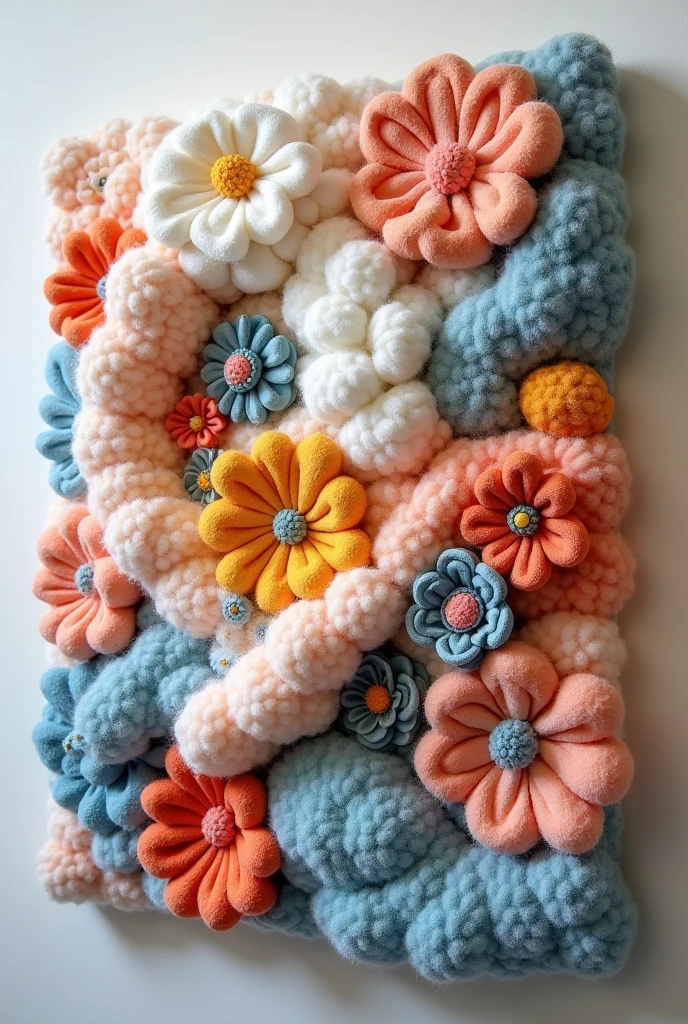 Image of a semi-relief installation made from fluffed cotton - SeaArt AI