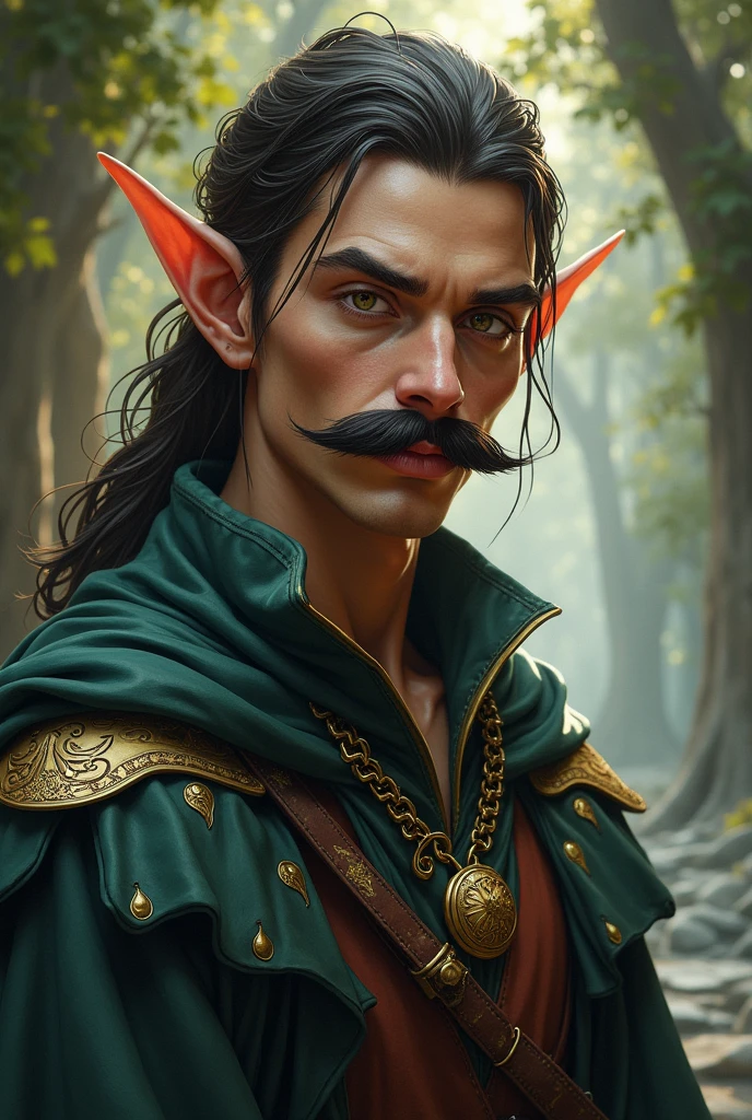 Create character of d&d elf style with mustache male gender new - SeaArt AI