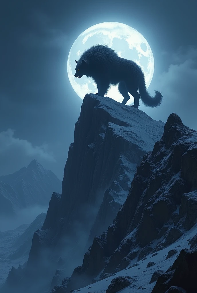 Beast on mountain at night - SeaArt AI