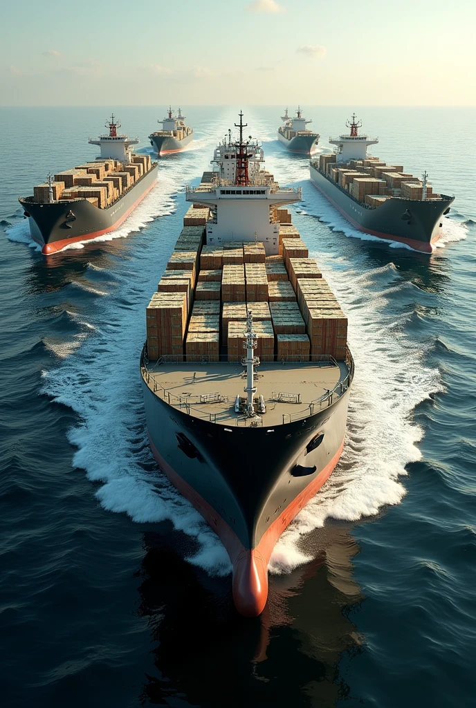 "A lot of ships filled with money are coming through the water - SeaArt AI