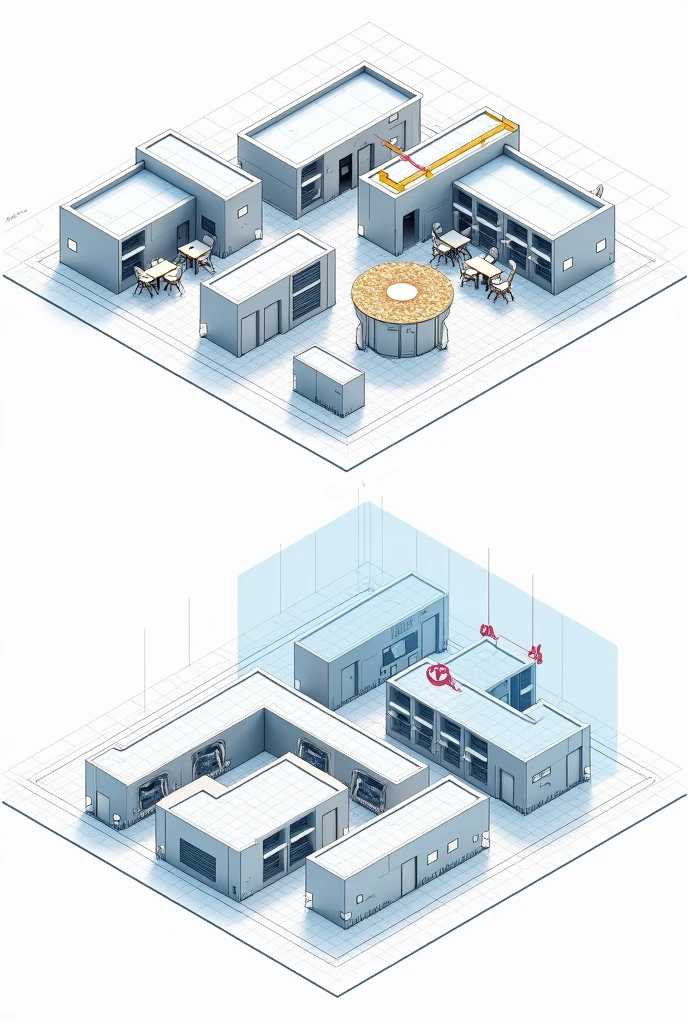 Design of 2d architectural plans of how to place the Wireless and Wired ...