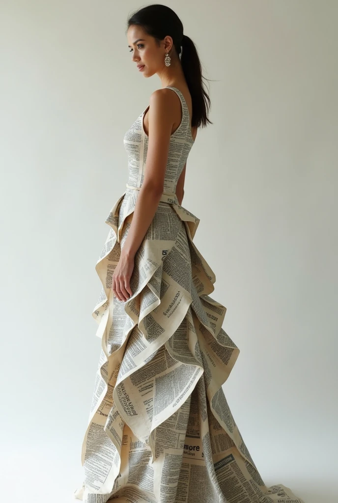 Recyclable newspaper dress - SeaArt AI