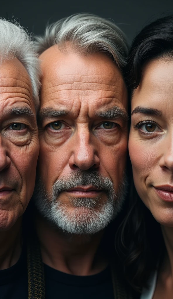 An ultra realistic image of three famous people close-up front image ...