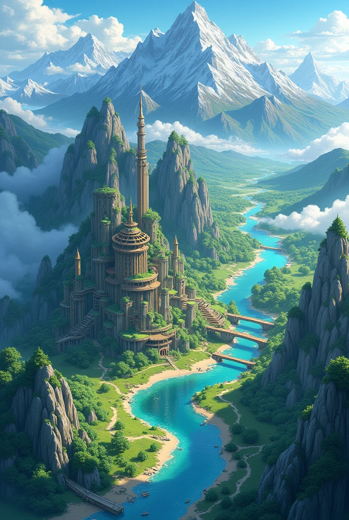 Make me an anime world map with a continent separated into 4 kingdoms ...