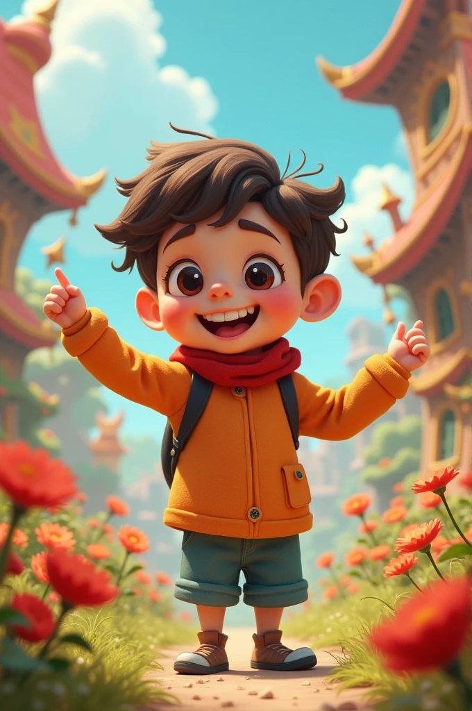 A character , Happy, funny , risky, brave, helpful, naive ...