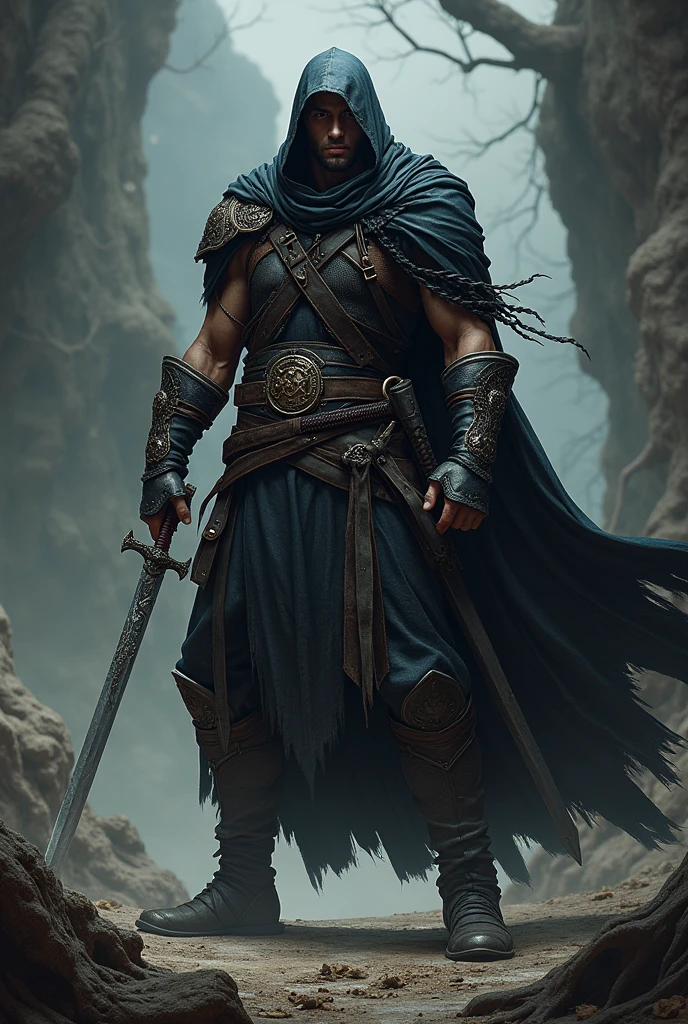 A black RPG swordsman with braids and gives me various poses - SeaArt AI