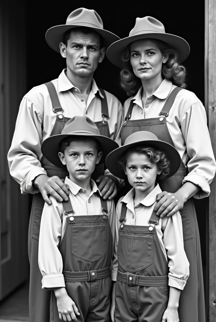 Old black and white portrait of a beekeeping family in the 1940s ...