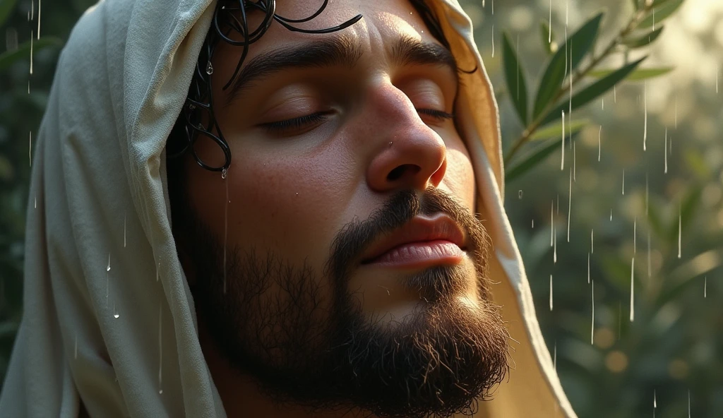 MEDITATING IN THE SUMMER RAIN. Digital illustration depicting the ...