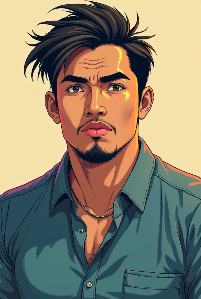 Retro-anime-art-style-man-corporate-2-filipino-with subtle beard ...