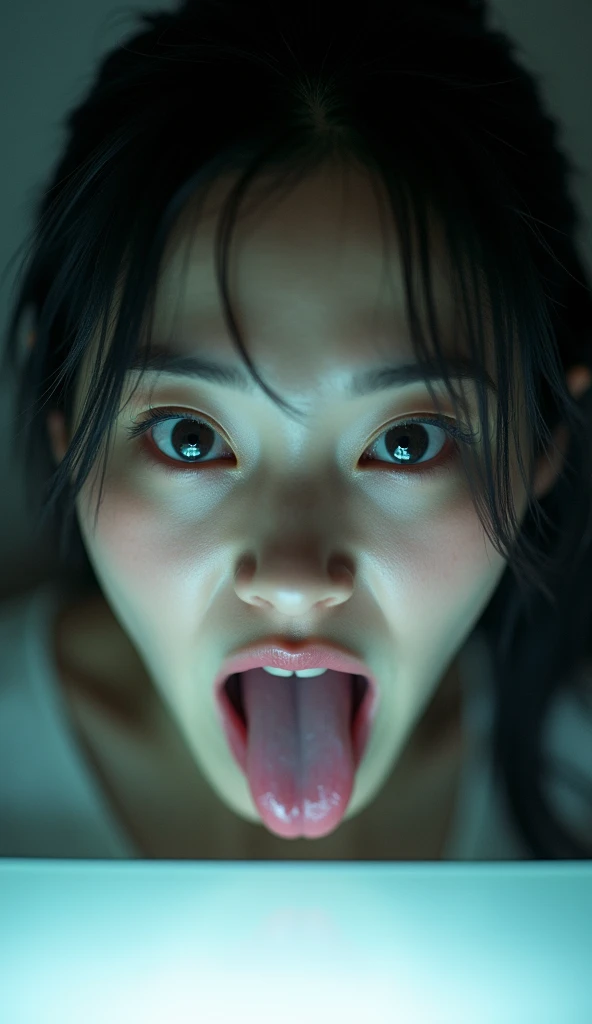 Sexy Asian Girl Brighter screen Open your mouth wide Stick out your tongue Drool - SeaArt AI