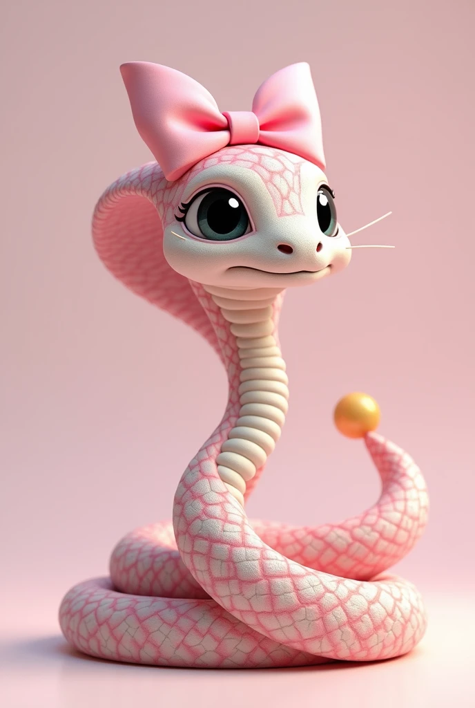 Snake with cute pattern on back, wearing pink bow, 3d art - SeaArt AI