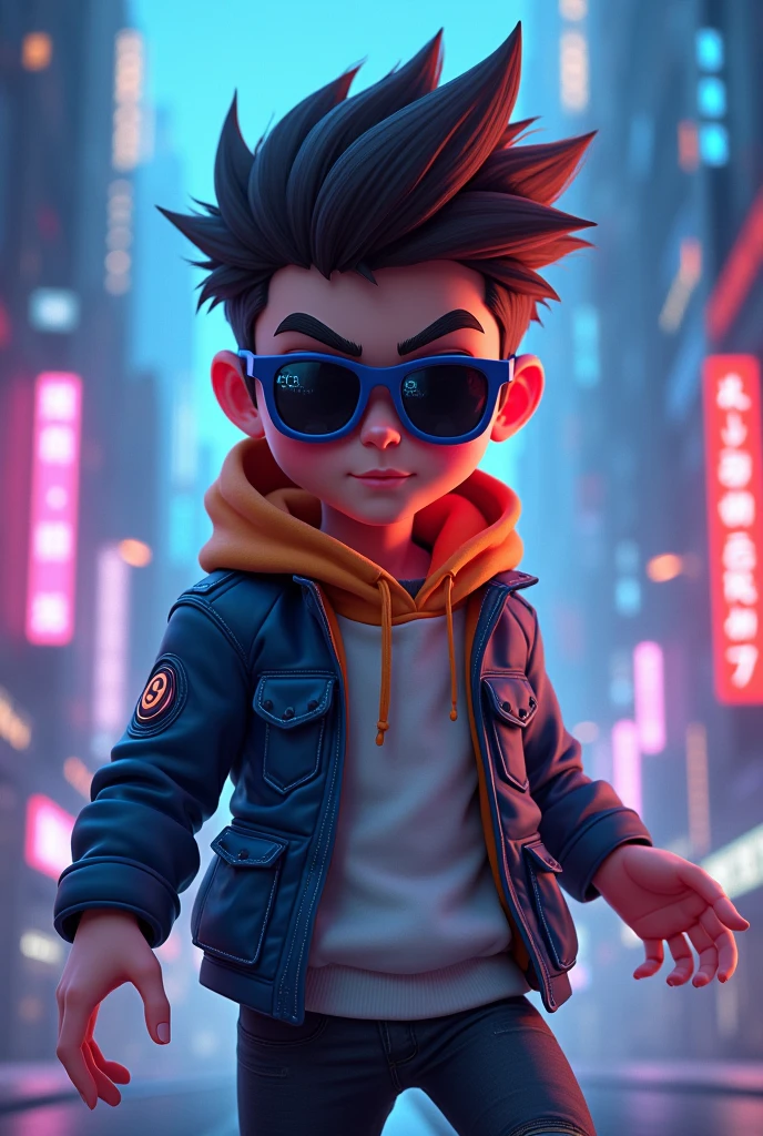 Animation charecter for boys with sunglasses hacker - SeaArt AI