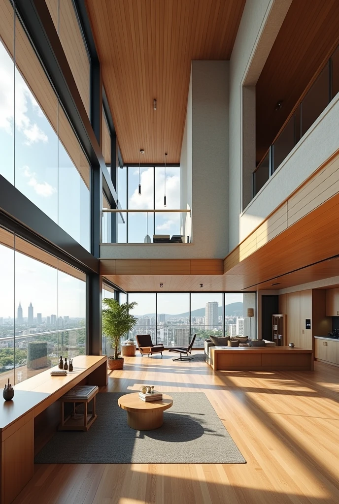 Create images of a modern and contemporary Japanese style loft ...