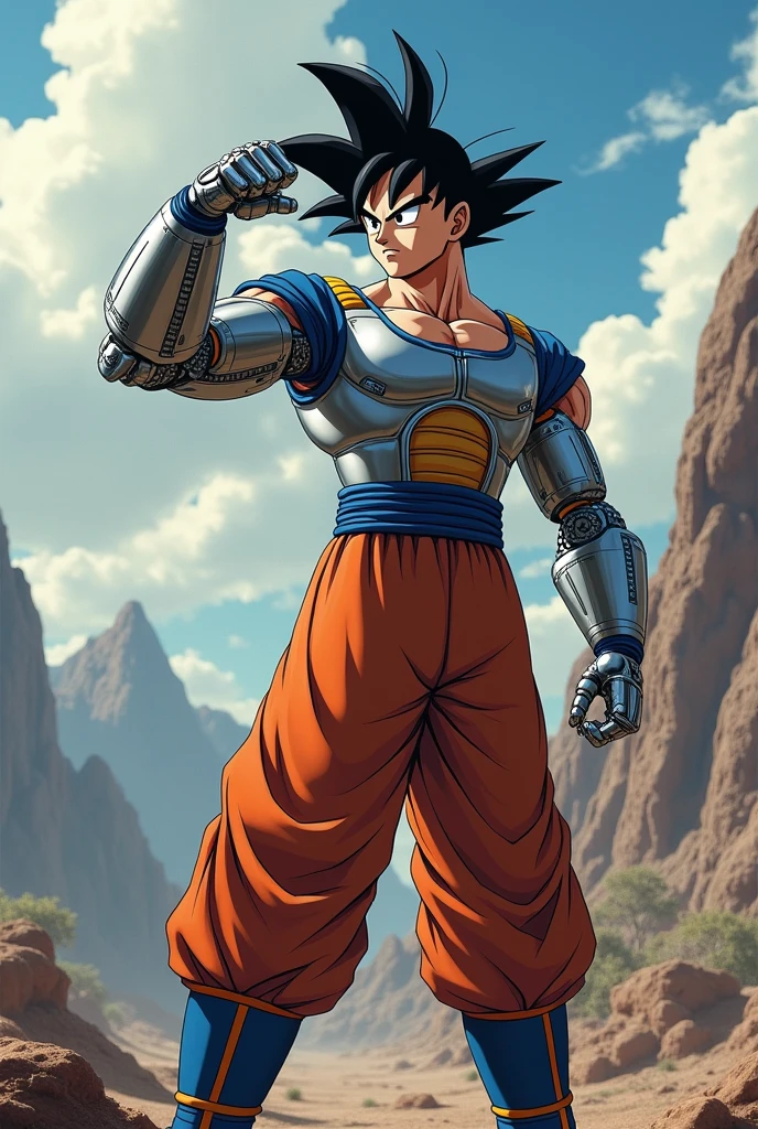 Goku with a robot arm - SeaArt AI