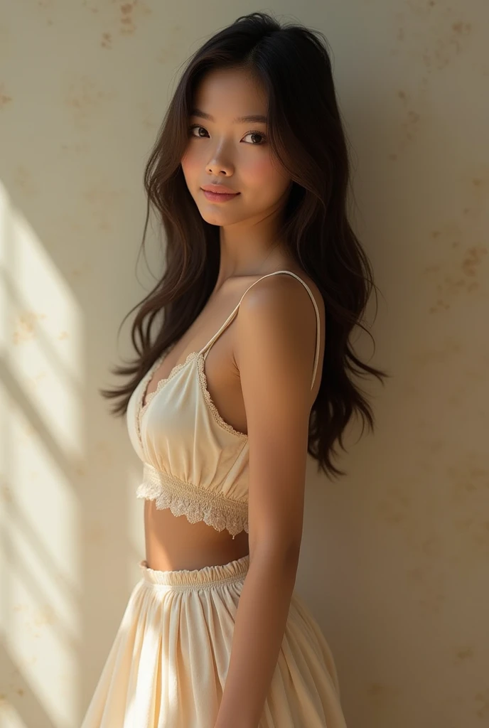 A girl looks like Myanmar she is hot and she's wearing skirt - SeaArt AI
