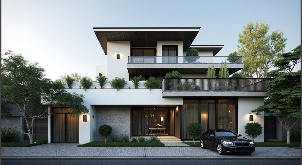 Modern townhouse on the street,(masterpiece),(Real photo), (best ...