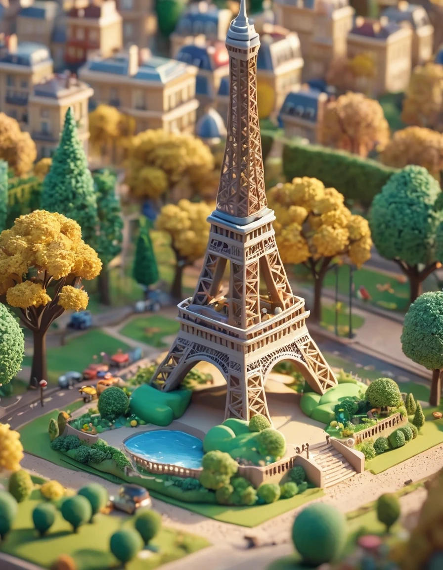 Super cute clay world,Isometric view of the Eiffel Tower in Paris ...