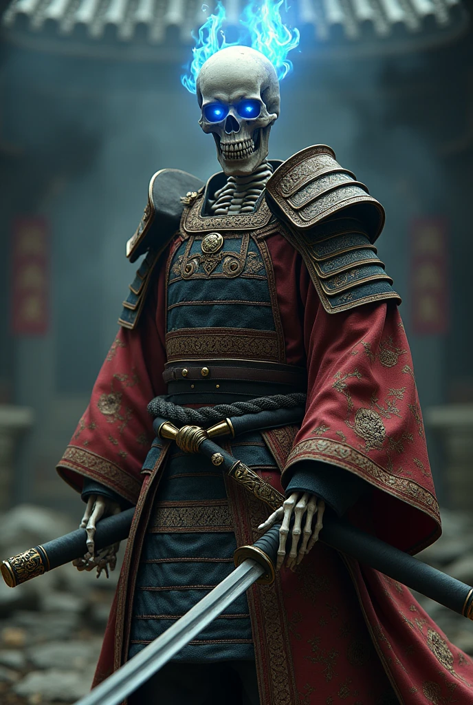 Skull/skeleton wearing oriental clothes from medieval times, samurai ...